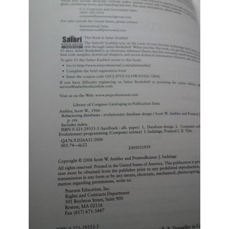 Refactoring Databases Evolutionary Database Design